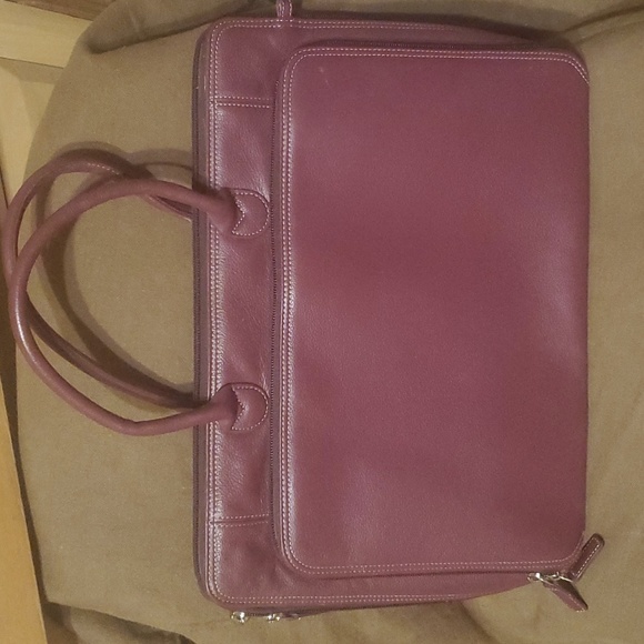 Levenger | Bags | Levenger Raspberry Leather Computer Laptop Briefcase ...